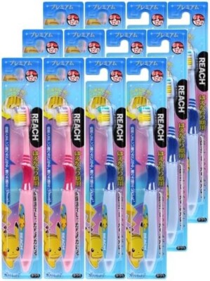 Reach Premium Kids Toothbrush 12PCS Pokemon Pikachu 6-12 years old PInk ...