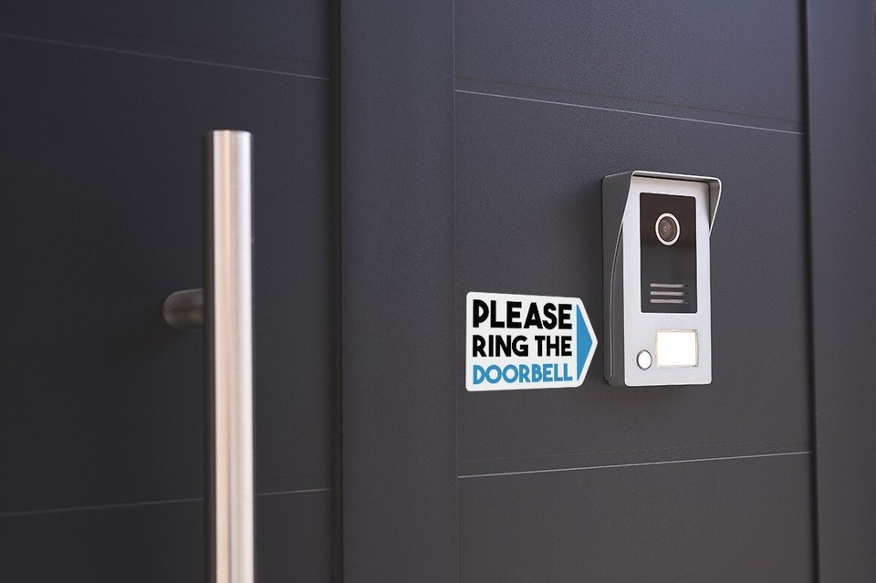 2 x 10cm Please Ring The Doorbell Vinyl Stickers - Front Door Sign Gift ...