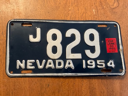 1955 Nevada License Plate Tag 1954 J 829 June 30 | eBay