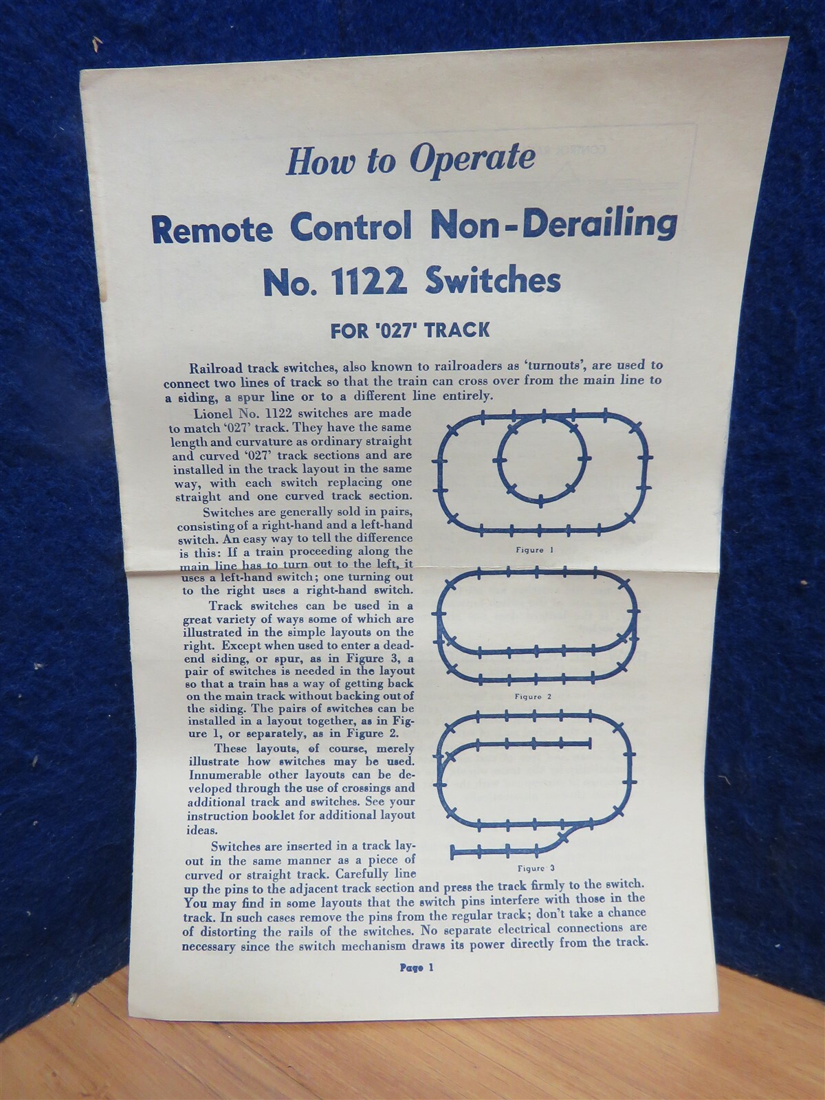 LIONEL POSTWAR O 1122 NON DERAILING SWITCH TRACKS 6-53 INSTRUCTIONS ...