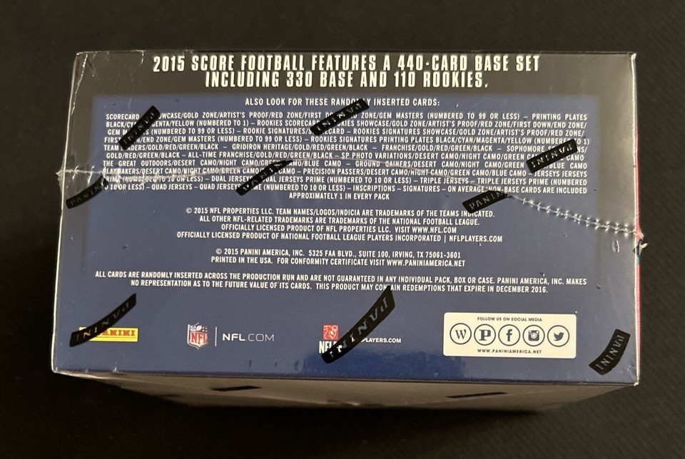2015 Score Football Box - Factory Sealed 24 Packs, 12 Cards Per Pack | eBay