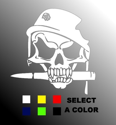 Army Skull Biting Bullet Window Decal - Select from Multiple Colors | eBay