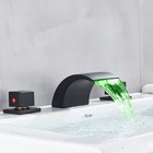 Matte Black LED Waterfall Widespread Bathroom Basin Sink Faucet 2 ...