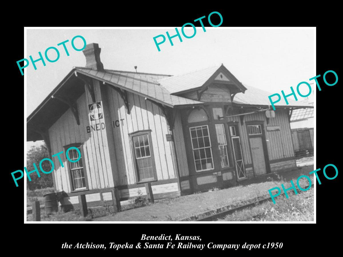 OLD 8x6 HISTORIC PHOTO OF BENEDICT KANSAS THE SANTA FE RAILROAD DEPOT ...