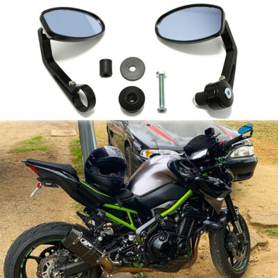 7/8" Handle Bar End Motorcycle Rear View Side Mirror For Kawasaki Z750 ...