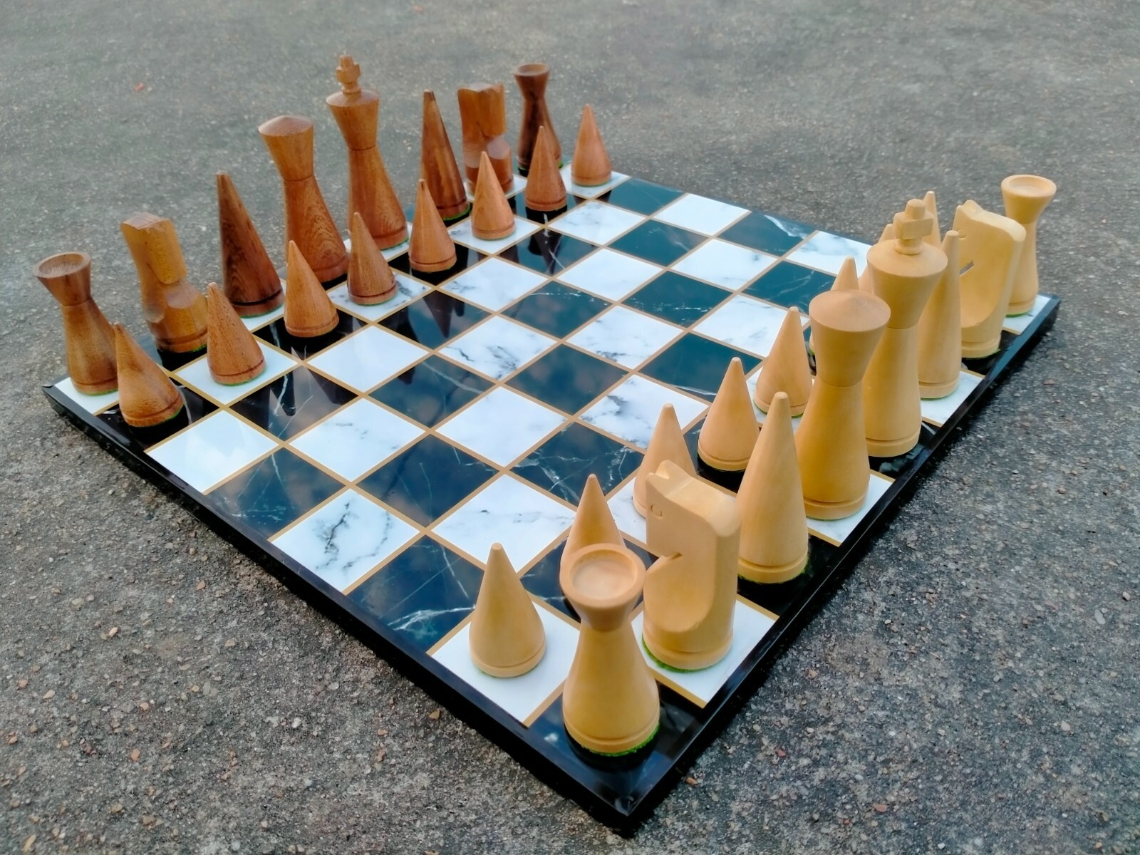 12''Inch Best Laminated Flat Chess Board Set with Wooden Pony Chess ...