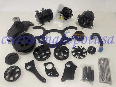 Big Block Chevy BBC 396 454 Black Alum Front Serpentine Pulley Drive ...