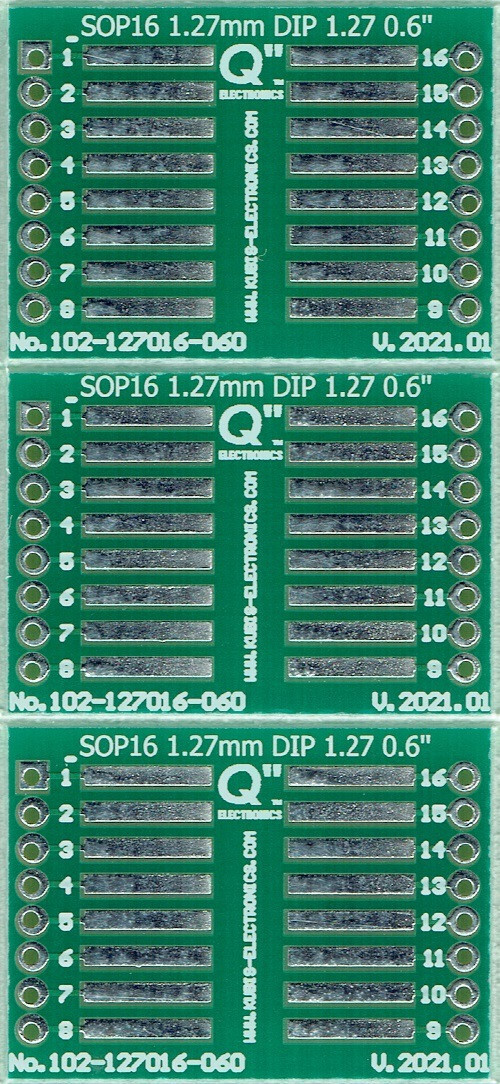 SO16, SOP16, SOIC16 1.27mm(0.05") to DIP 0.6" (1.27mm pin raster) - 3 ...