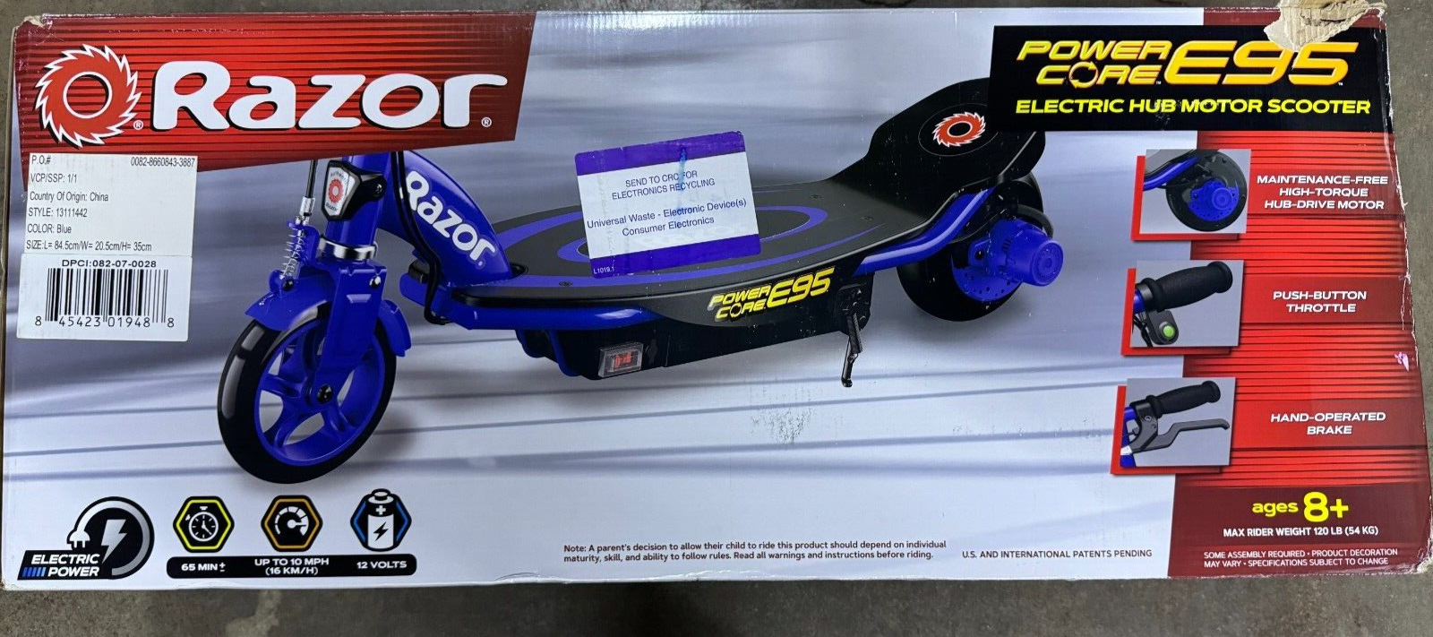 Razor E95 Electric Scooter - Blue Open Box | eBay