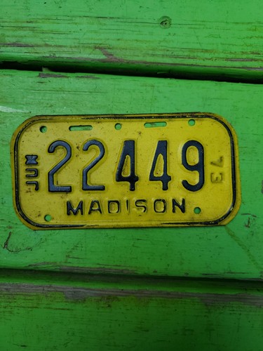 Vintage June 1973 Madison Wisconsin Bicycle Registration license Plate ...