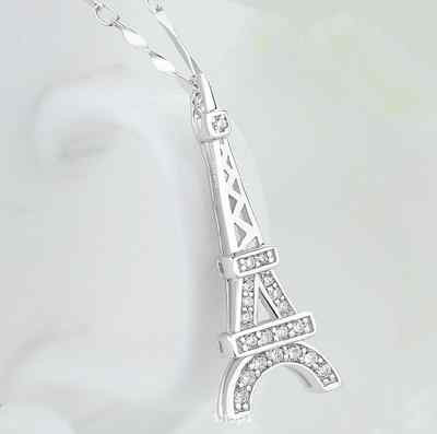 Paris The Eiffel Tower Silver Pave 1. Ct CZ Pendant Necklace | eBay