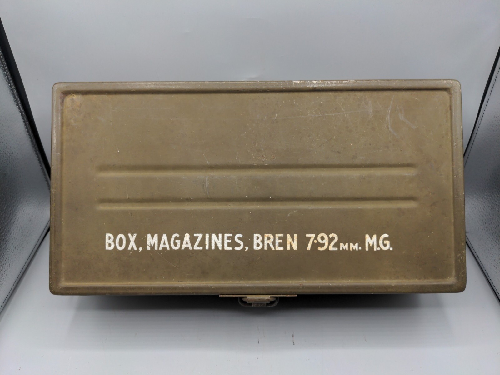 WWII/2 era British Bren Gun mag carrier box OD painted marked Box ...