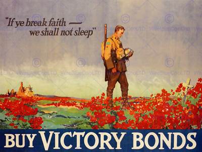 PROPAGANDA WAR WWI CANADA VICTORY BONDS POPPY FLANDERS GRAVE POSTER ...