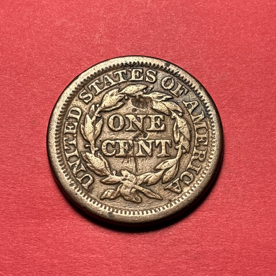(1) Beautiful Antique 1848 Braided Hair Large Cent/Penny F-FINE NICE ...