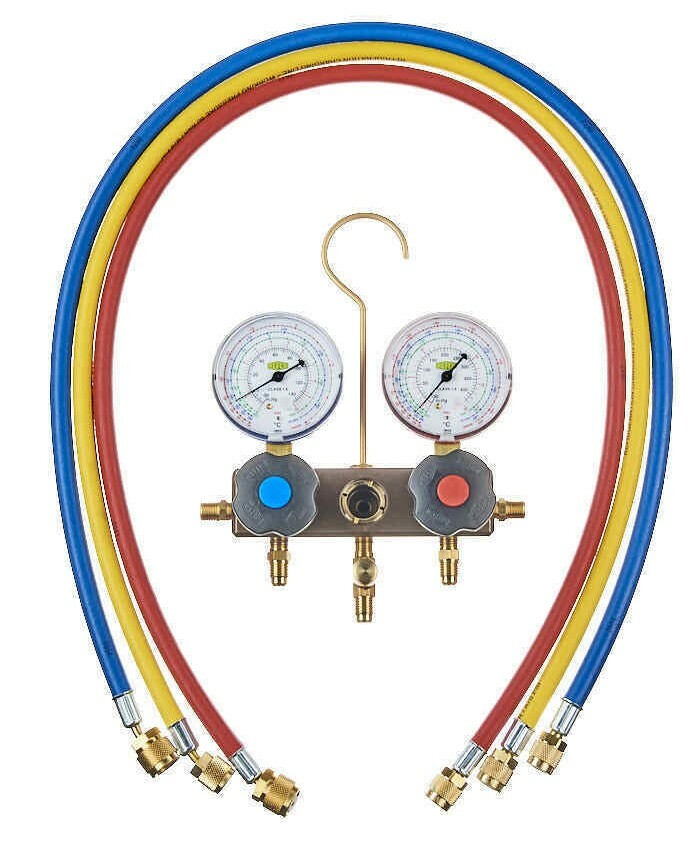 Refco MANIFOLD SET WITH HOSES Dual Scale Gauges, R22, R134a & R404A ...