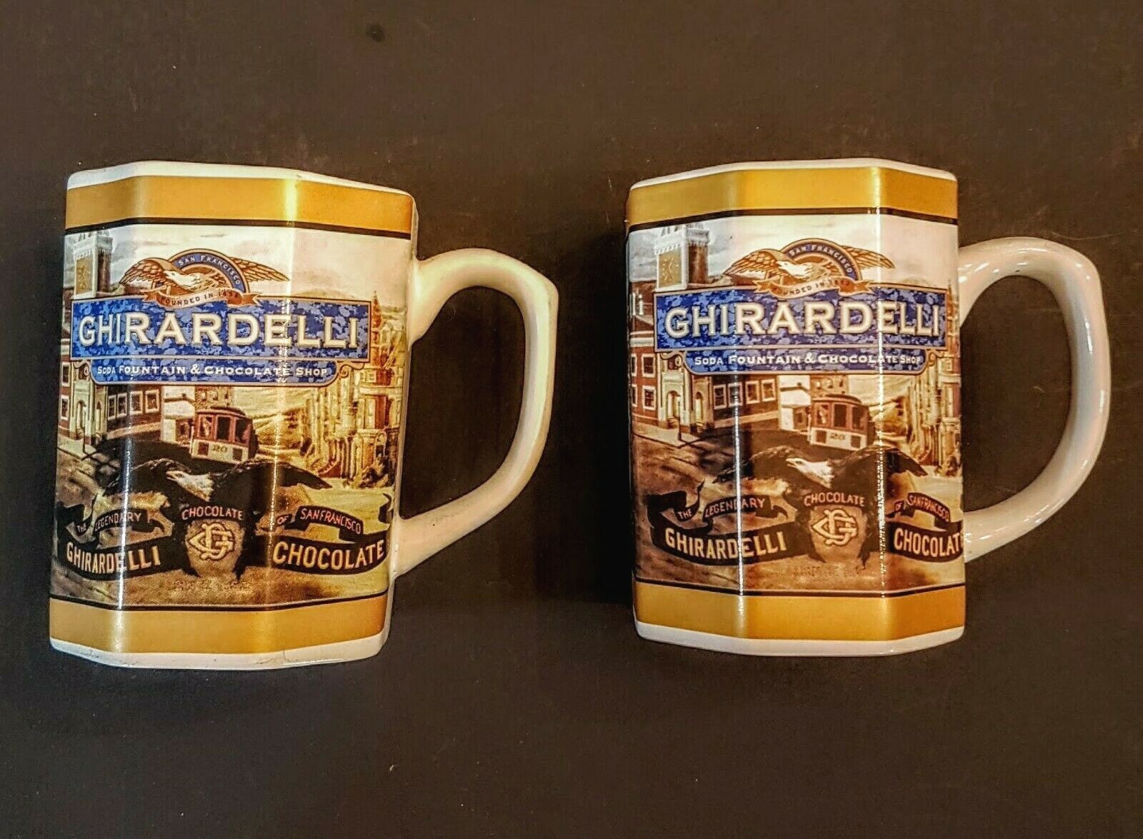 Ghirardelli Coffee Mug LOT of 2 Soda Fountain Legendary Chocolate Shop ...