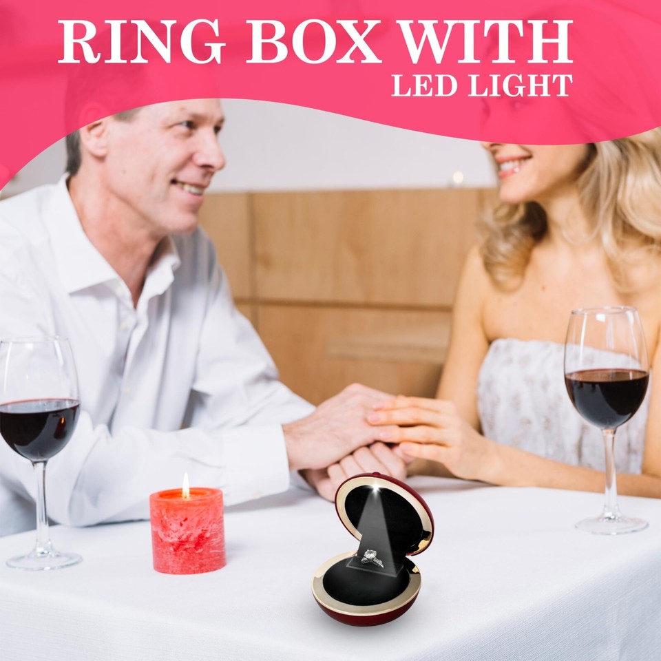 Novel Box Slim Ring Box with LED Light for Engagement Wedding Special ...