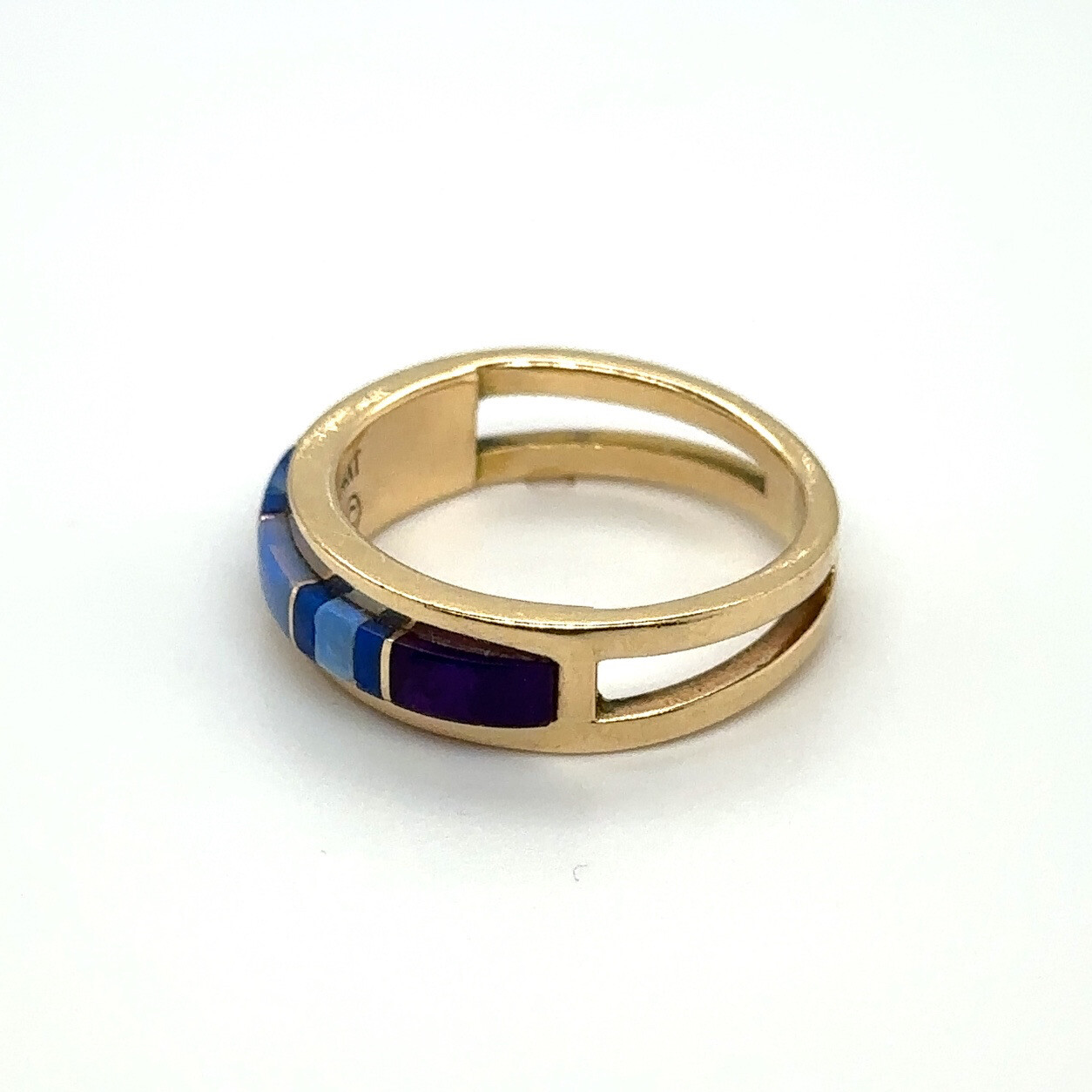 NAVAJO Patrick Smith 14k Yellow Gold Multi Gem Inlay Ring Size 7 | eBay