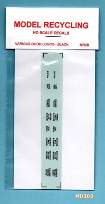 DECAL * VARIOUS TRUCK DOOR LOGOS * HO SCALE * BLACK * LOT OF 5 SHEETS ...