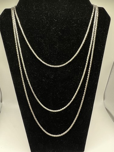 Lot of 3 Sterling Silver Wheat Chains 925 BA Indonesia 18" 20" 24" 1 ...