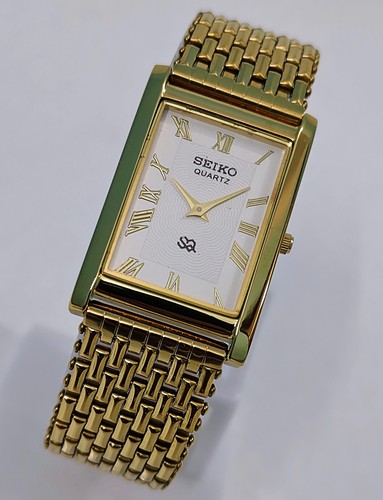 Seiko Tank Slim Rectangular White Roman Dial Japanese 27mm Men's ...