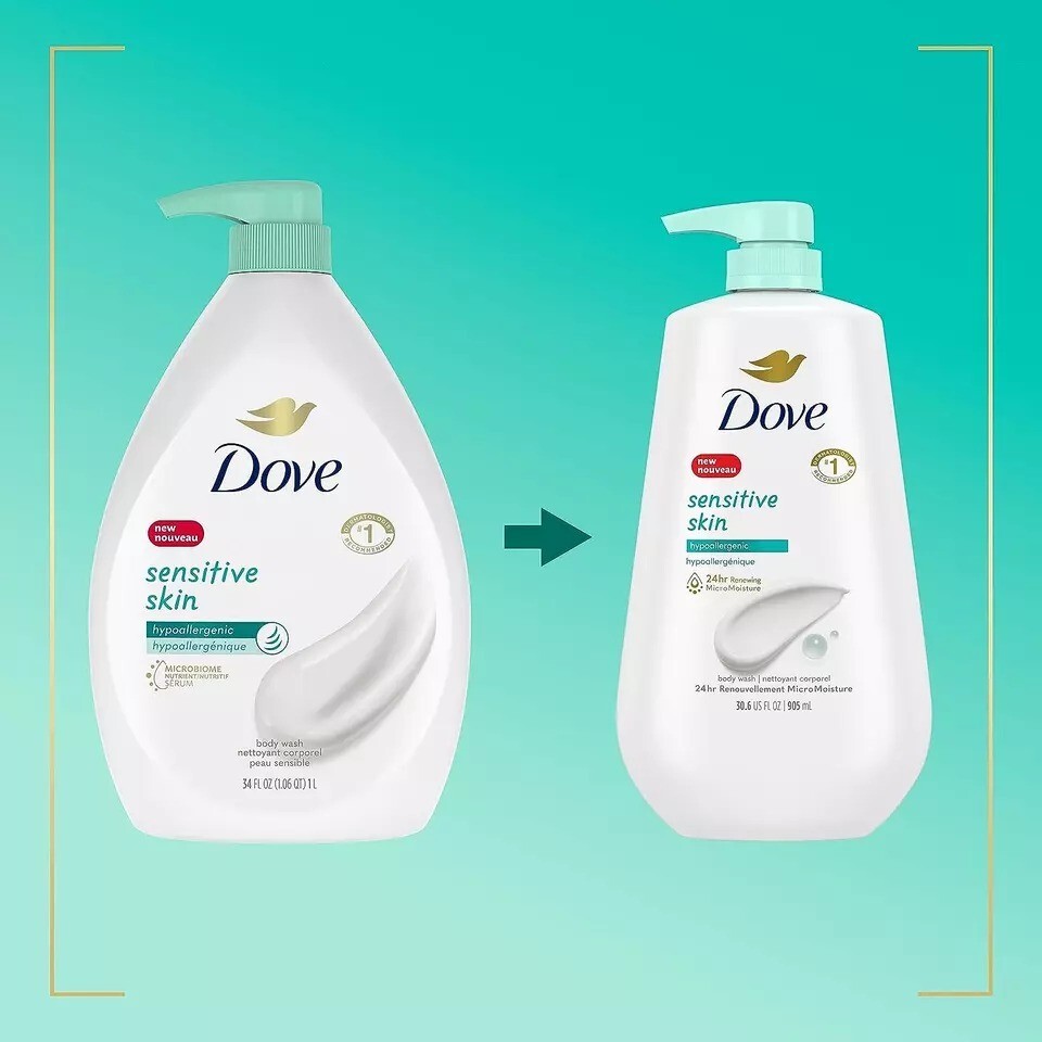 Dove Body Wash with Pump Sensitive Skin Hypoallergenic, Paraben-Free ...