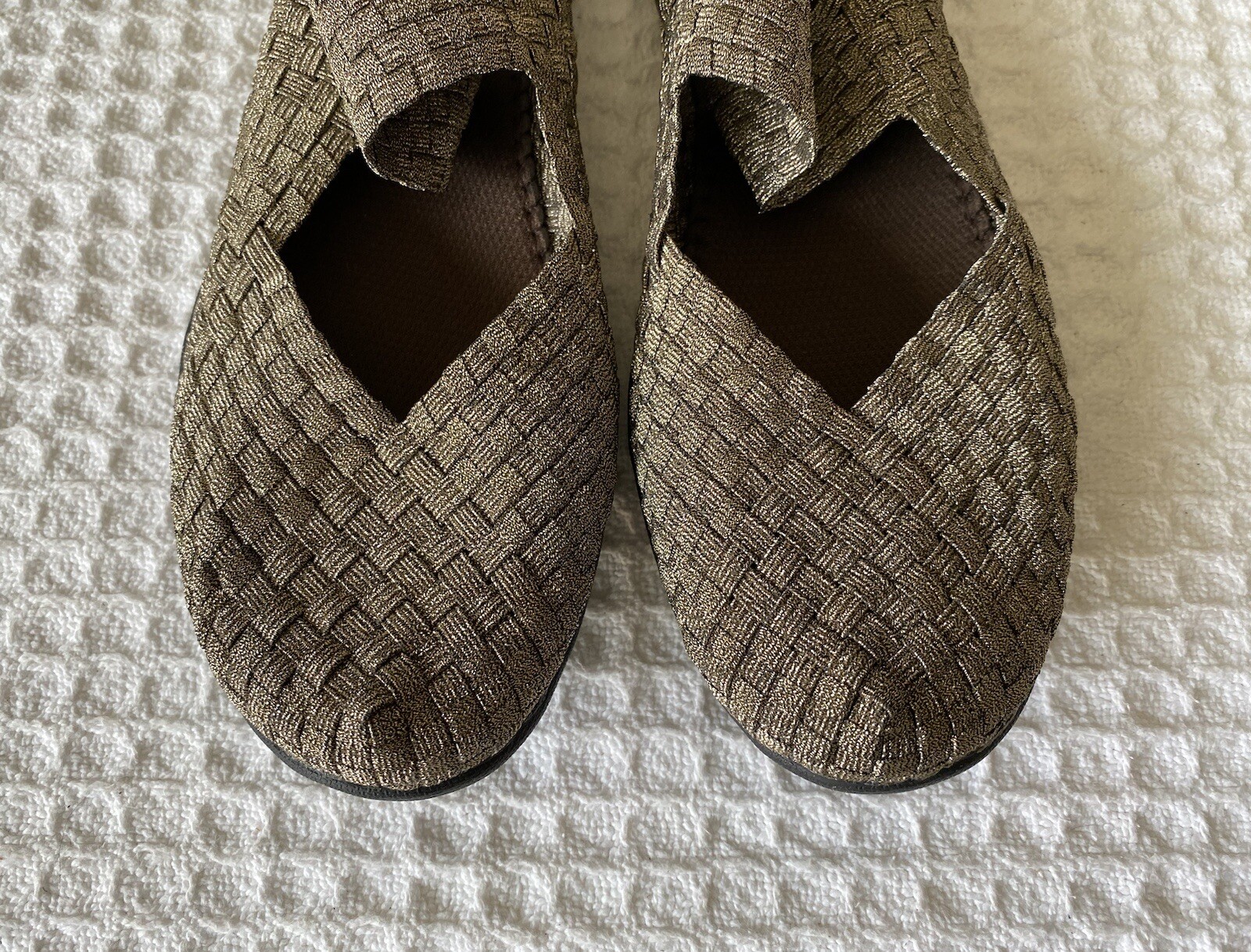 BERNIE MEV Cuddly 38 / 7.5 - 8 Bronze Woven Mary Janes Flats Comfort ...