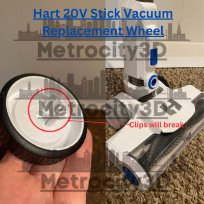 Hart 20v stick replacement vacuum wheel (HPSV50B,HPSV50,HPSV01B ...