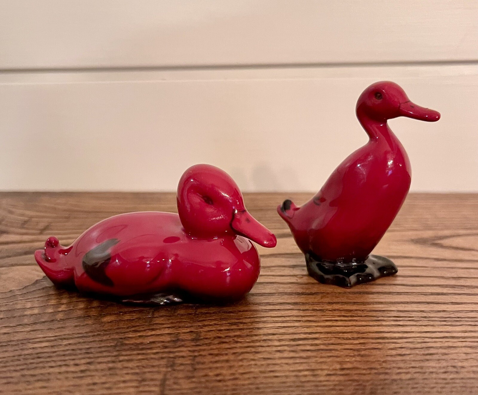 RARE Art Deco Royal Doulton FLAMBE Set of Two Red Duck Figurines-Circa ...