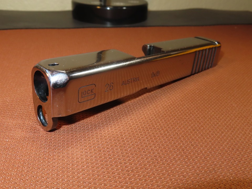 Glock OEM G26 Gen 3 Stripped Slide Upper - Custom Mirror Chrome Polish ...