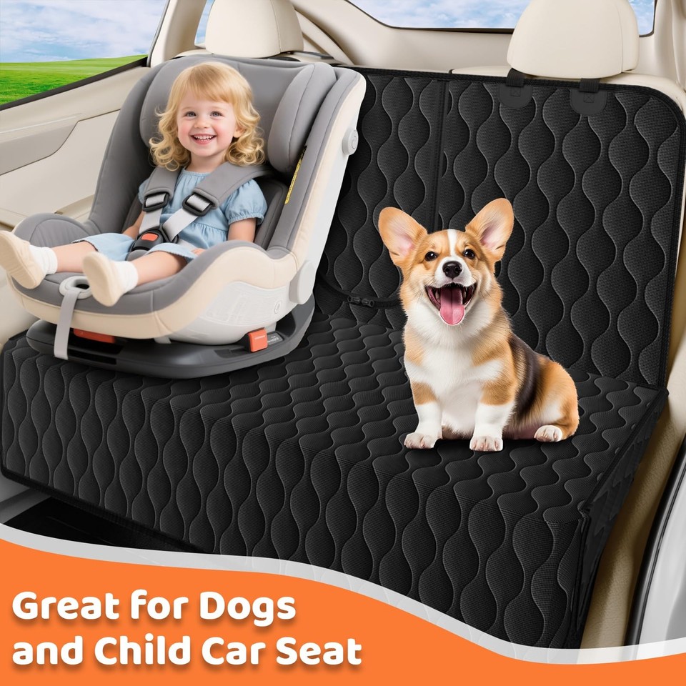 Dog Car Seat Cover for Back Seat - Waterproof Bench Seat Cover Fits ...