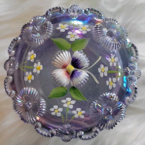 Fenton~Lenox Violet SHELLFLOWER TRINKET Box WITH LID ~ 2005 Handpainted ...