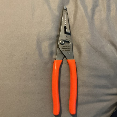 NEW Snap On LN47ACF 9" Needle Nose/Slip-Joint ORANGE Soft Grip Pliers ...
