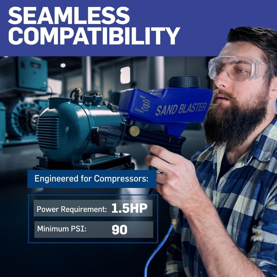 LE LEMATEC AS118 Sand Blaster Gun Kit for Air Compressor, Paint/Rust ...