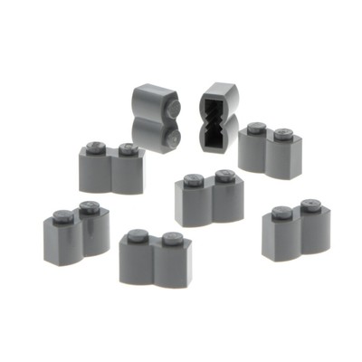8x LEGO Construction Stone Modified 1x2x1 Neu-Dunkel Grey Palisade Wood ...