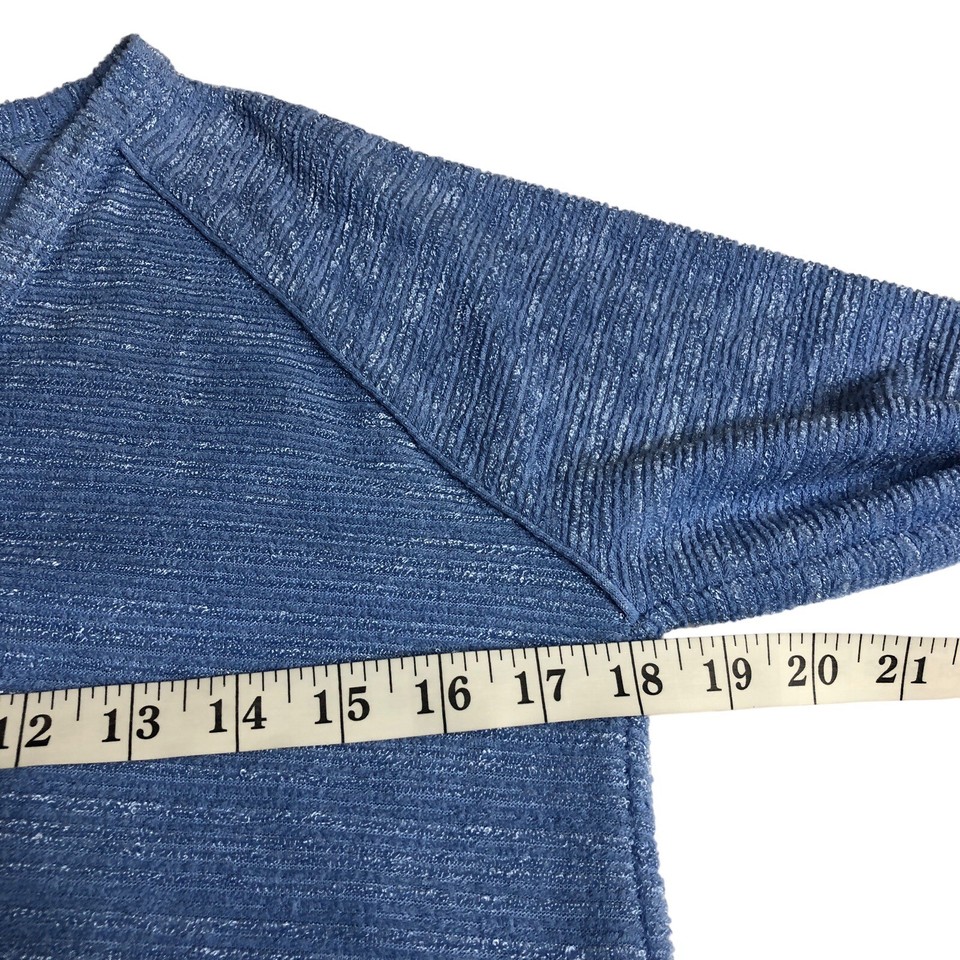 Vintage 70s Miss Ingenue Of Course Sweater Womens M Blue Knit Silver ...