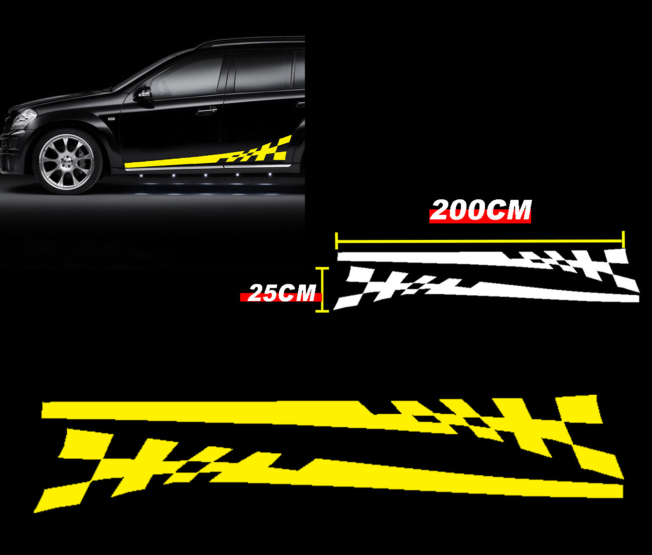 Yellow Stripe Side Skirt Pinstripe Decals Stickers Universal Vinyl ...