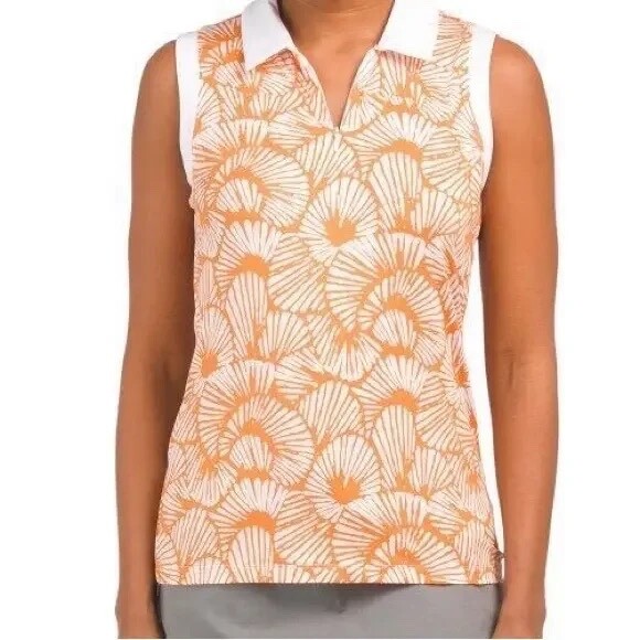NWT TOMMY BAHAMA ZIP NECK SLVLS COLLARED POLO TOP RET $79.50 ORANGE ...