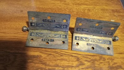 2 Old Door Hinges 3 X 3" Acorn Tip Pins Vintage Smooth Victorian 1850 ...