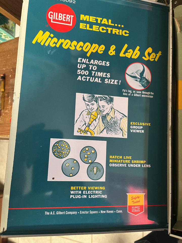 Vintage Gilbert Microscope and Lab Set in Original Metal Box Child's ...