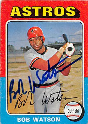 Bob Watson autographed baseball card (Houston Astros) 1975 Topps Mini ...