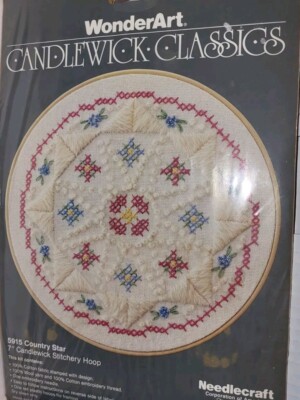 WonderArt Vtg Country Star Candlewick Kit with 7" Hoop Needlework | eBay