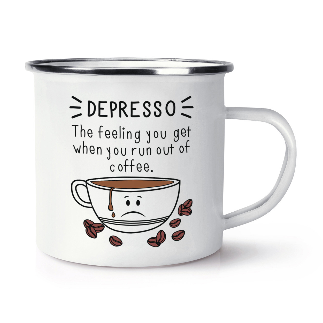 Depresso Retro Enamel Cup - Funny Joke Coffee Espresso Depressing ...