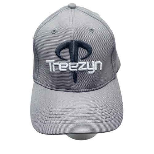 TREEZYN ADULT SIZE STRETCH FITTED BLACK CAP HAT WITH WHITE LOGO FLEX ...
