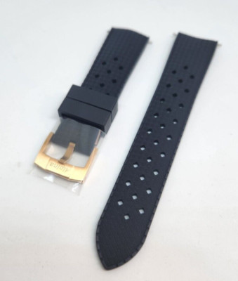 OEM Alpina 22mm Black Rubber Strap Band Gold Buckle | eBay