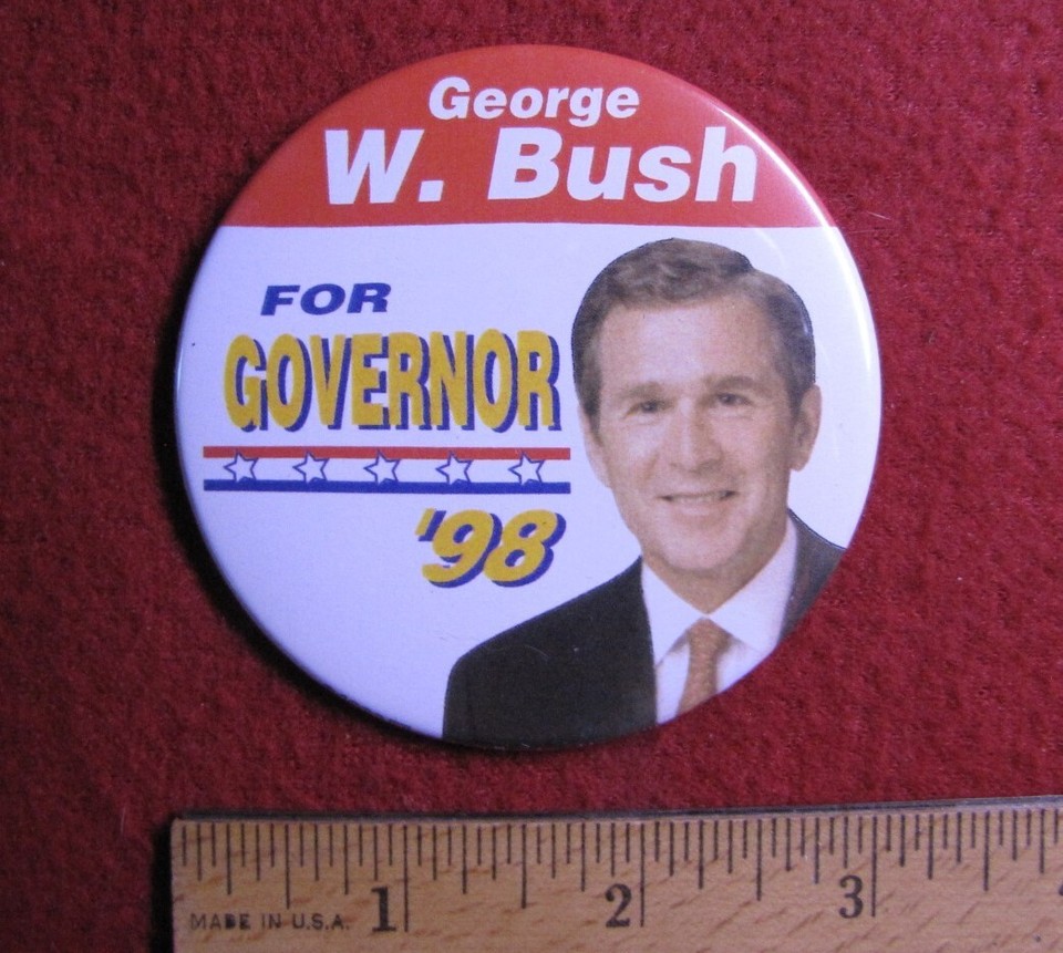 1998 GEORGE W BUSH for GOVERNOR of TEXAS 3" Political Campaign Pinback ...