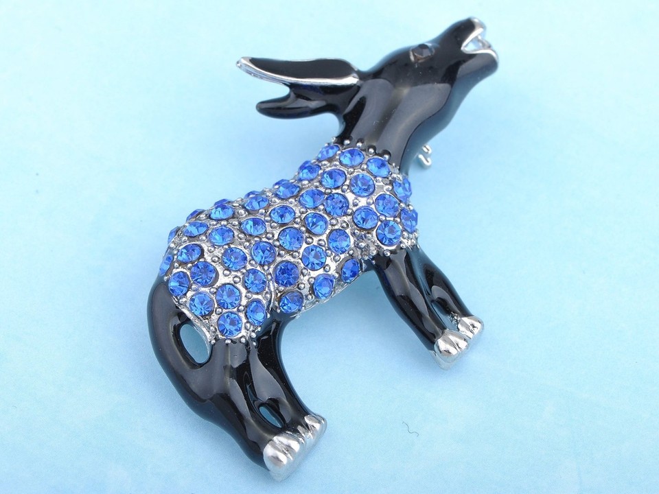 Alilang Black Enamel Crystal Democrat Donkey Mule Cartoon Animal ...