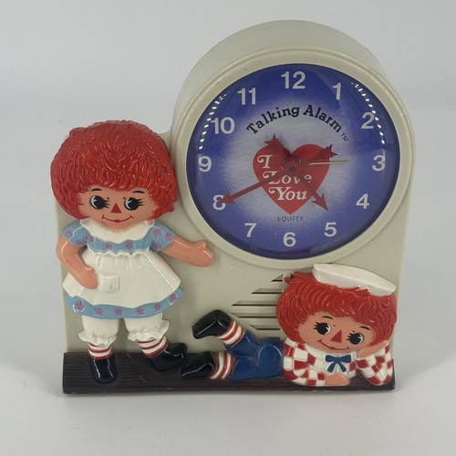Janex 1974 Raggedy Ann & Andy Wind Up Clock Works But No Talking Alarm ...