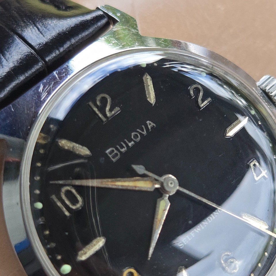 Vintage BULOVA Jet Clipper "D" men's automatic watch 11AFAC Black dial ...