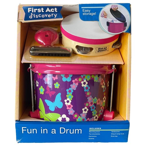 First Act Floral Fun In Drum Musical Instrument Set with Harmonica ...